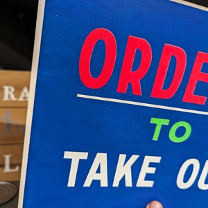 Original 1950's Orders to Take Out Store Cardboard Sign Vintage Diner ...