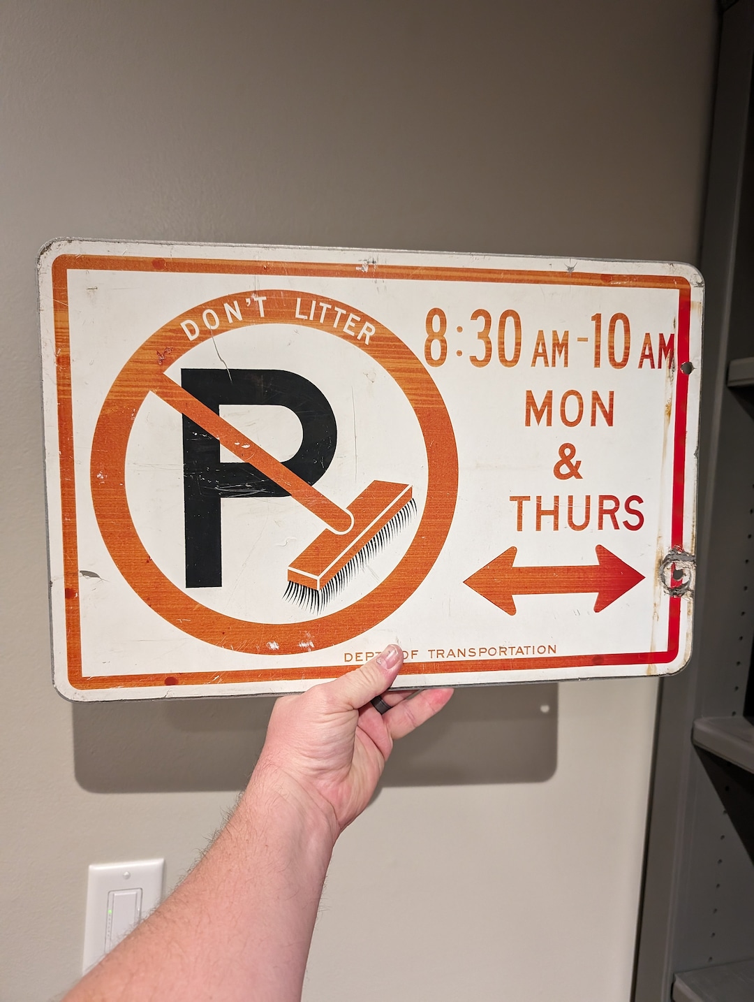Original 1990s No Parking Street Sweeping Sign - Trash Sign Vintage ...