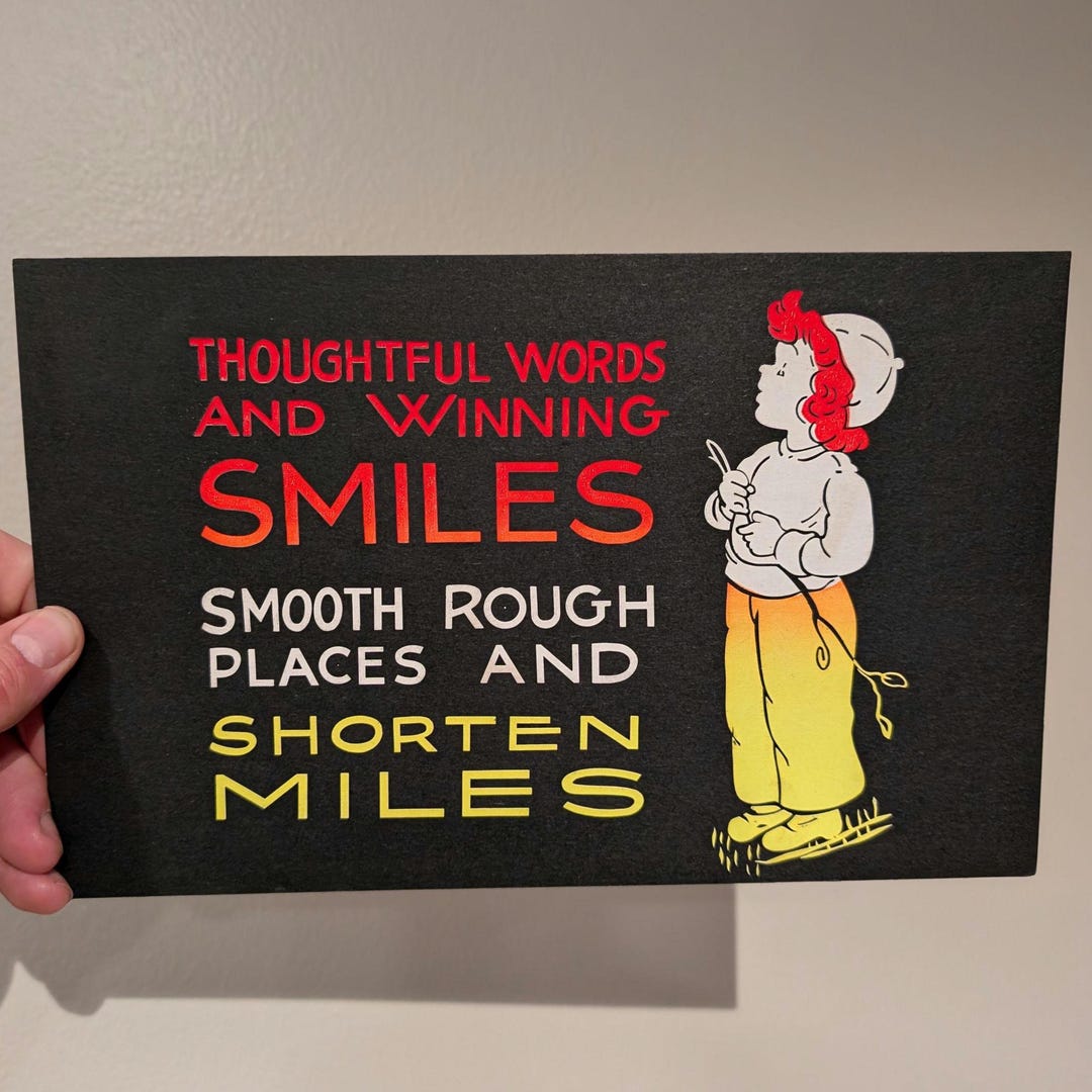 1950's Winning Smiles - Cardboard Sign Vintage Diner Restaurant - Old ...