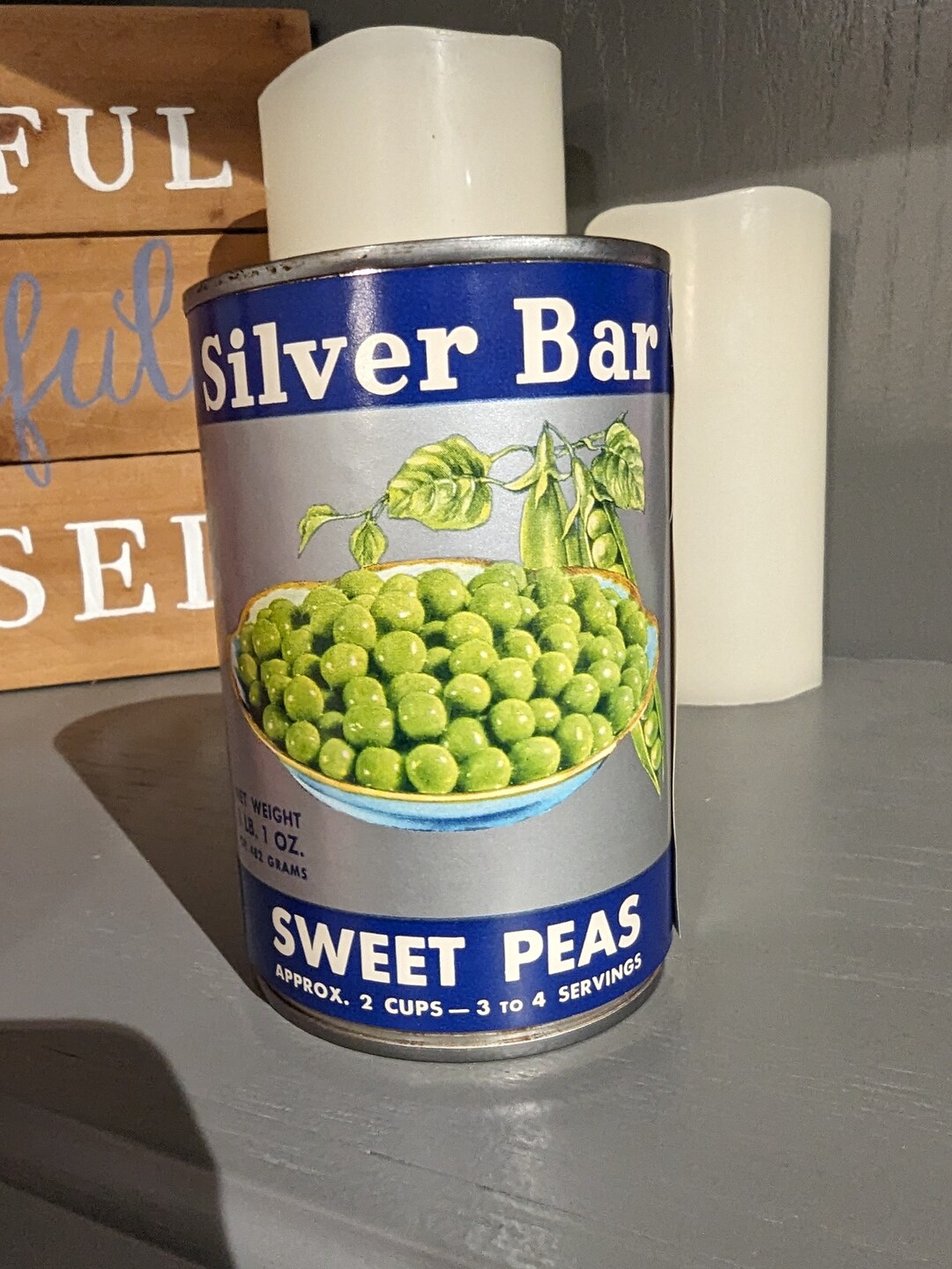 1960's Silver Bar Sweet Peas Can Label on Can Original Vintage -CHOICE ...