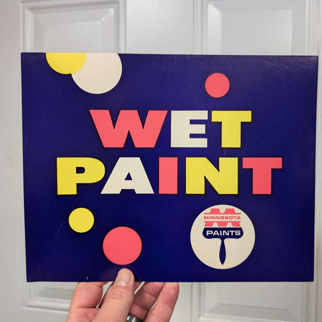 Original 1960s Mid-century Modern Minnesota Paints WET PAINT Cardboard ...