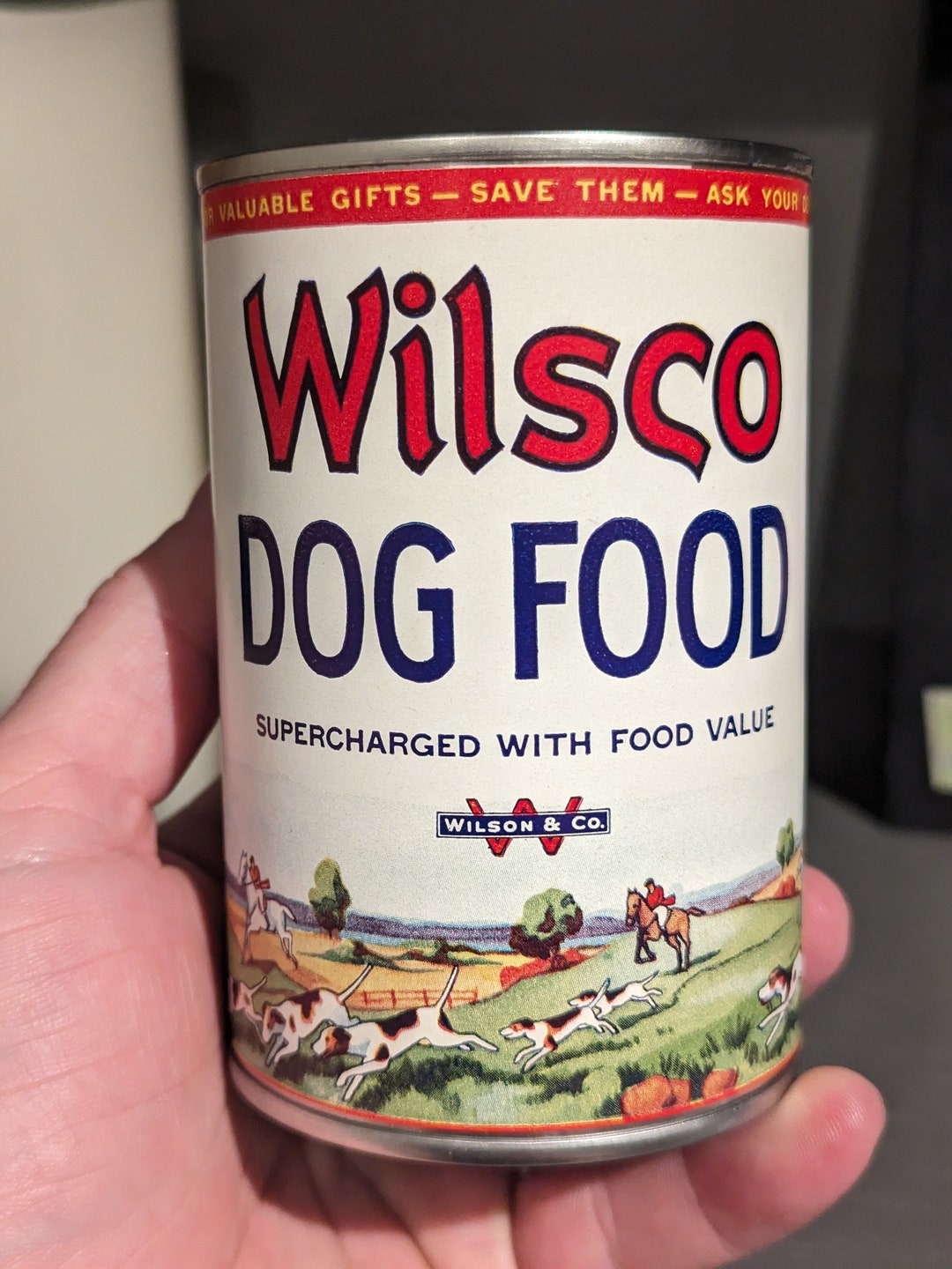 1940 Wilson & Co. Wilsco Dog Food Can Label on Can Perk Foods, Chicago ...