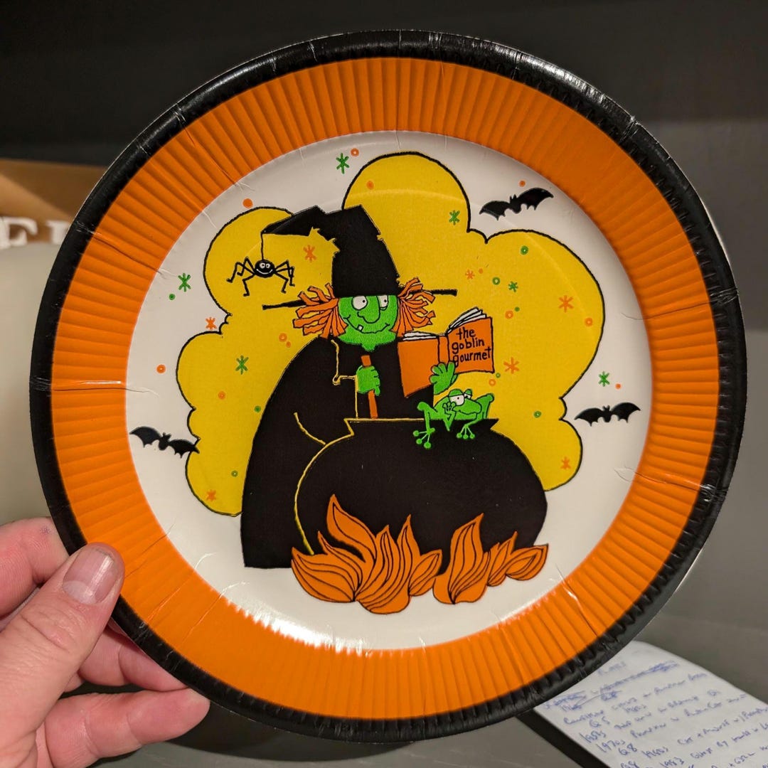 Old 1970s 80s Witch Goblin Witches Brew Halloween Paper Plate - Old ...