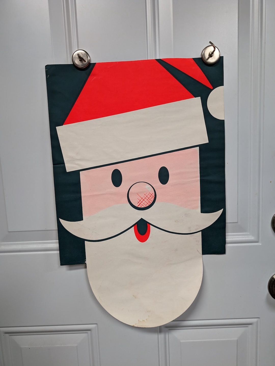 1960s MCM Die Cut Santa Sign Merry Christmas Single Sided Poster ...