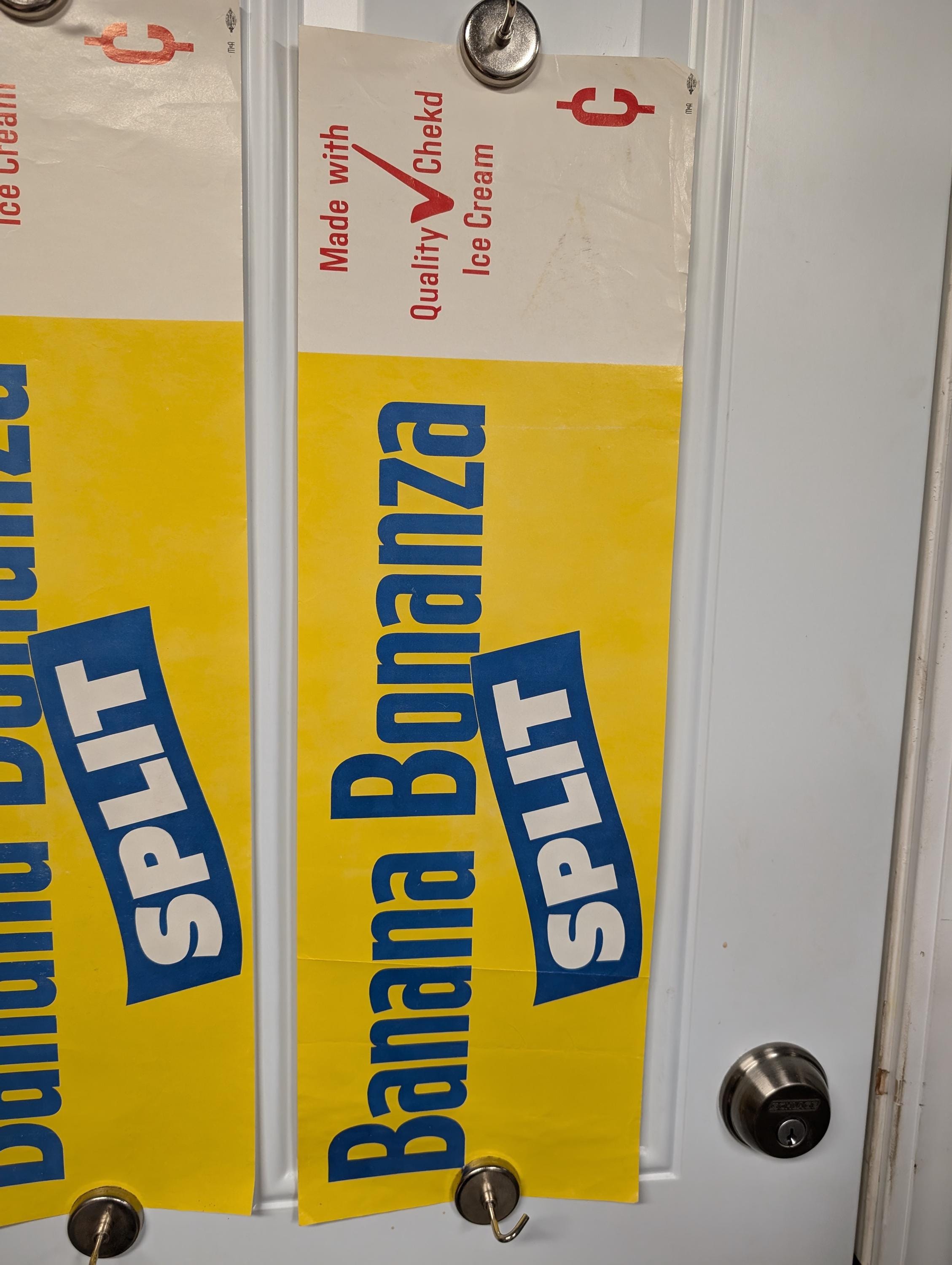 1960s Banana Bonanza Banana Split Poster Sign and Ice Cream Sundae ...