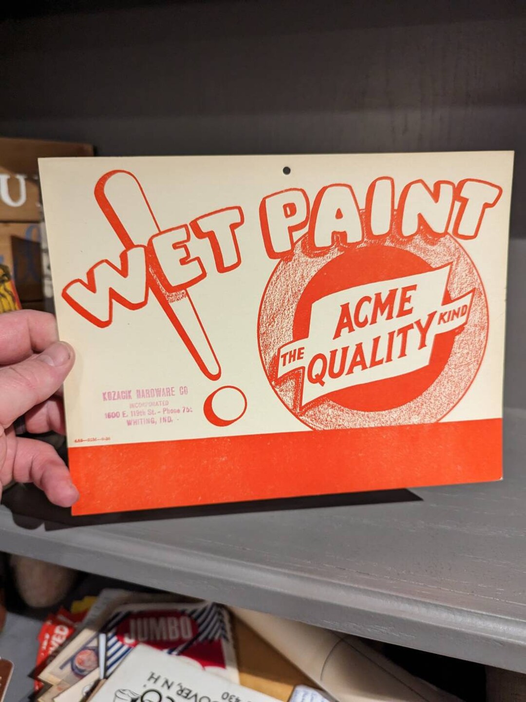 Original 1939 Acme Quality Paint Wet Paint Cardboard Sign - Vintage ...