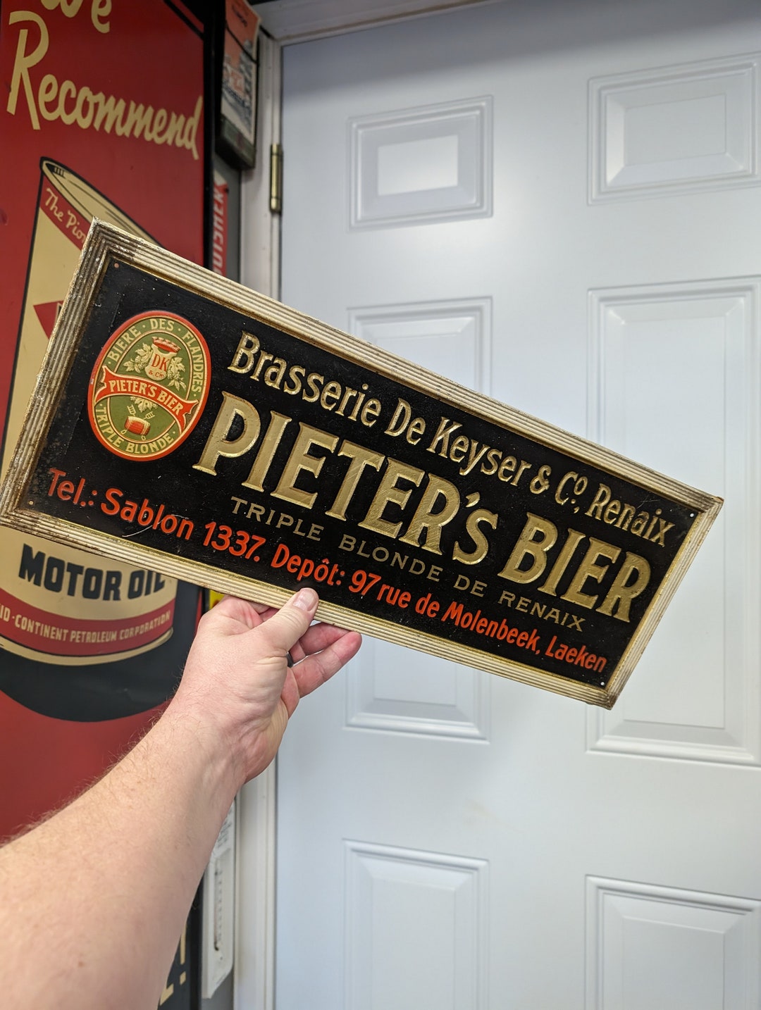Original 1930's Pieter's Bier Vintage Beer Bar Sign Belgian Beer Sign ...