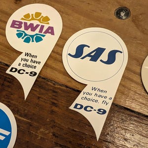 Die Cut 1960s DC-9 Airplane Vinyl Decal Choice of KLM, Finnair, SAS ...