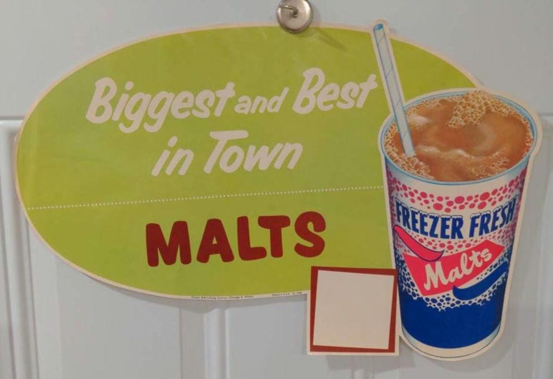 Large 1960 Original Vintage "freezer Fresh" Ice Cream Float Soda Sign ...