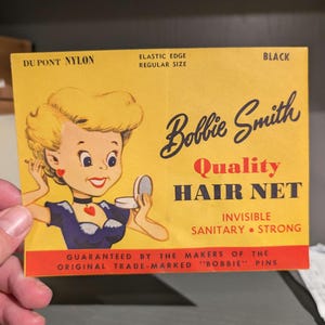1950's NOS Bobbie Smith Hair Net Old & Original Store Sign Baber Shop ...