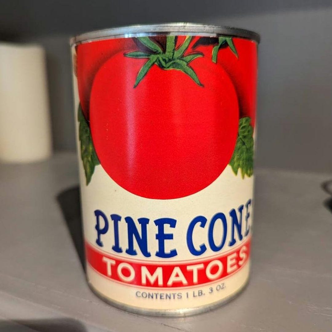 1950's Pine Cone Tomatoes Can Label on Can Original Vintage Preston ...