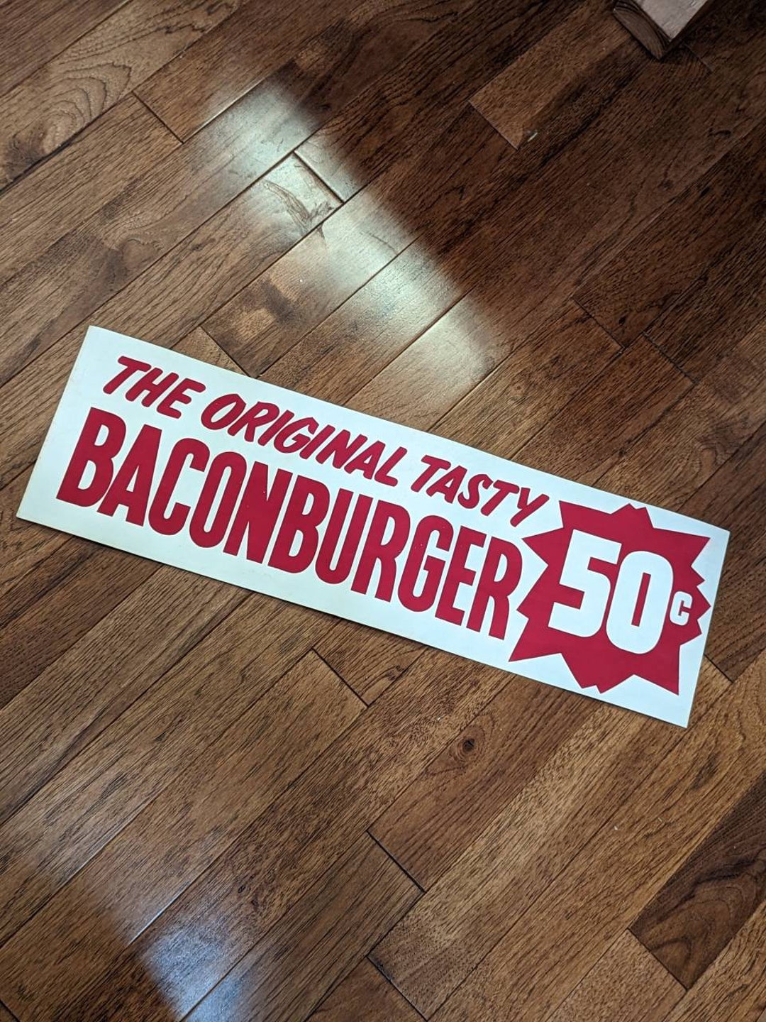 Large 1940's 50c Original Baconburger Hamburgers Diner Cardboard Sign ...