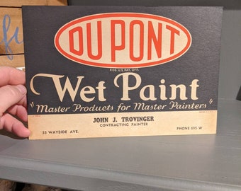Original 1950's Dupont Paints WET PAINT Cardboard Sign | Etsy