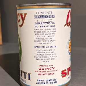 1920s 30s 40s Quincy Brand Spaghetti Can Label on Can Original Vintage ...