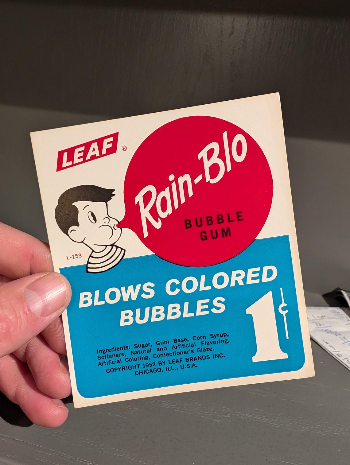 NOS 1950s Leaf Rain-blo Gumball Machine Price Sign - Cardboard ...