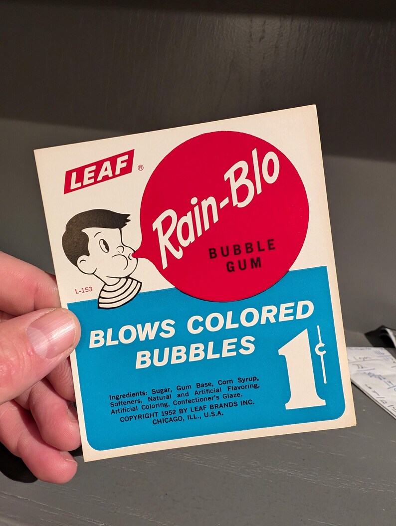 NOS 1950s Leaf Rain-blo Gumball Machine Price Sign - Cardboard ...