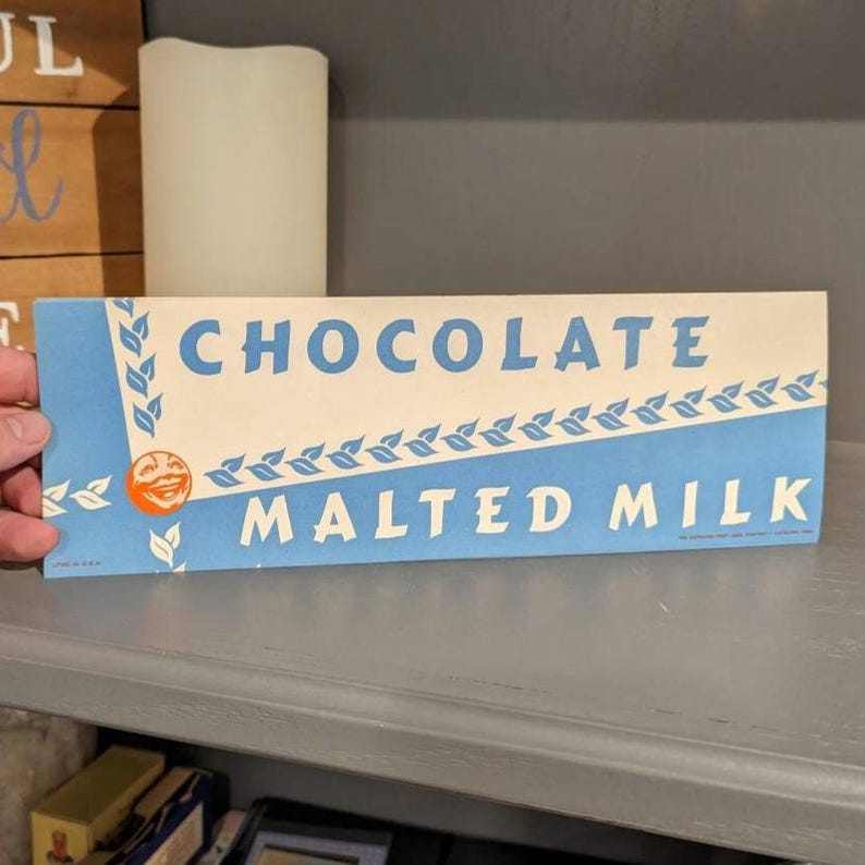1940's Chocolate Malted Milk Ice Cream Milkshake Poster - Soda Fountain ...