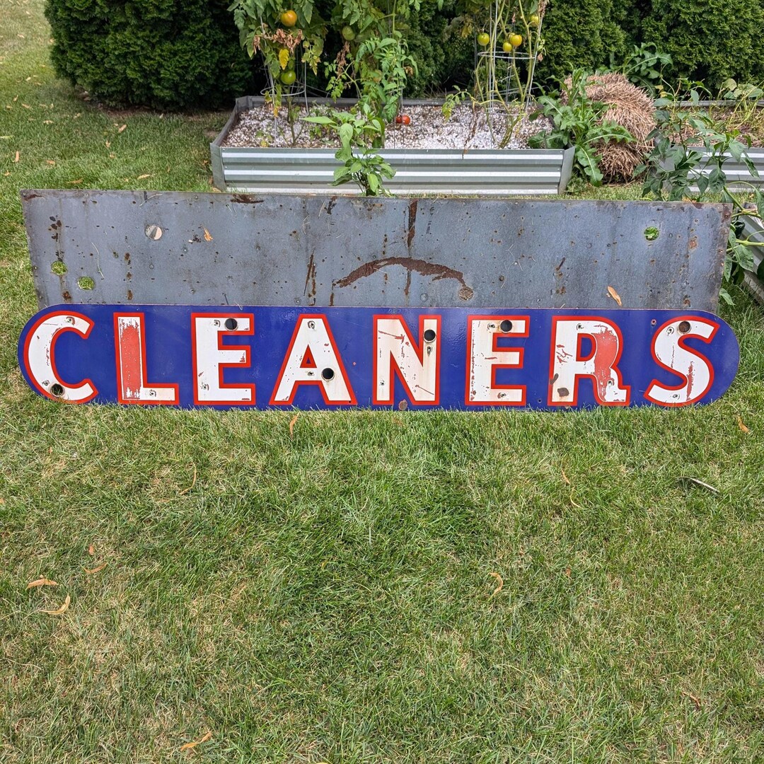 Original 1940s 50s Cleaners Single Sided Porcelain Neon Sign - Vintage ...