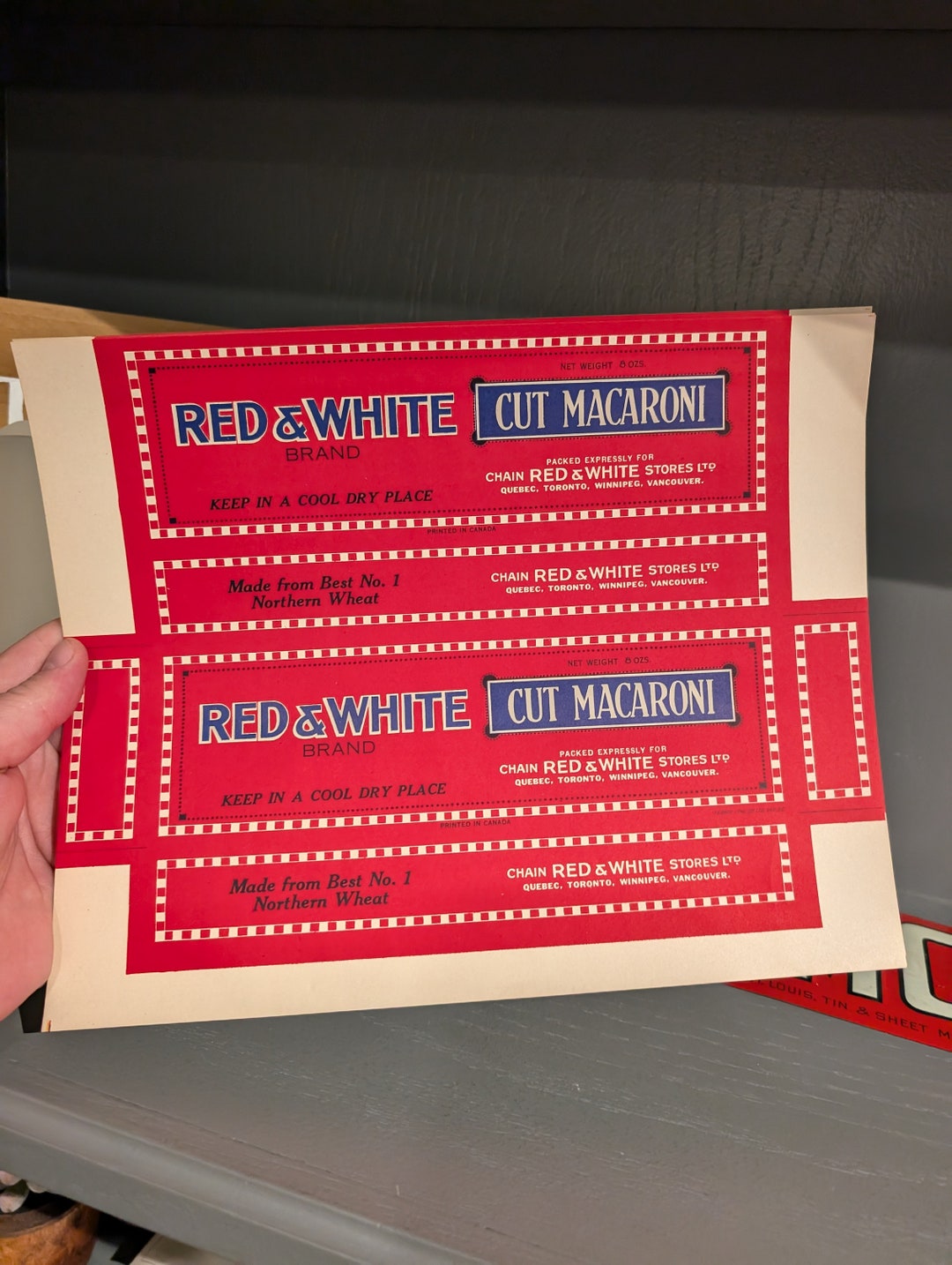 1930s Red and White Macaroni Spaghetti Wrapper -display - Old ...