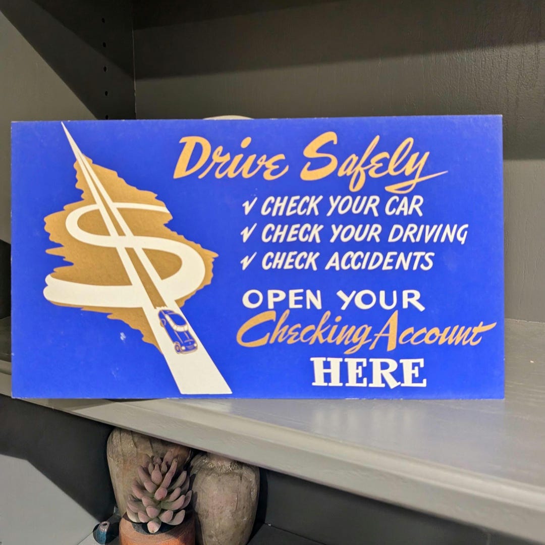 Original 1960s Save Time Bank Account Vintage Bank Sign - Thick ...