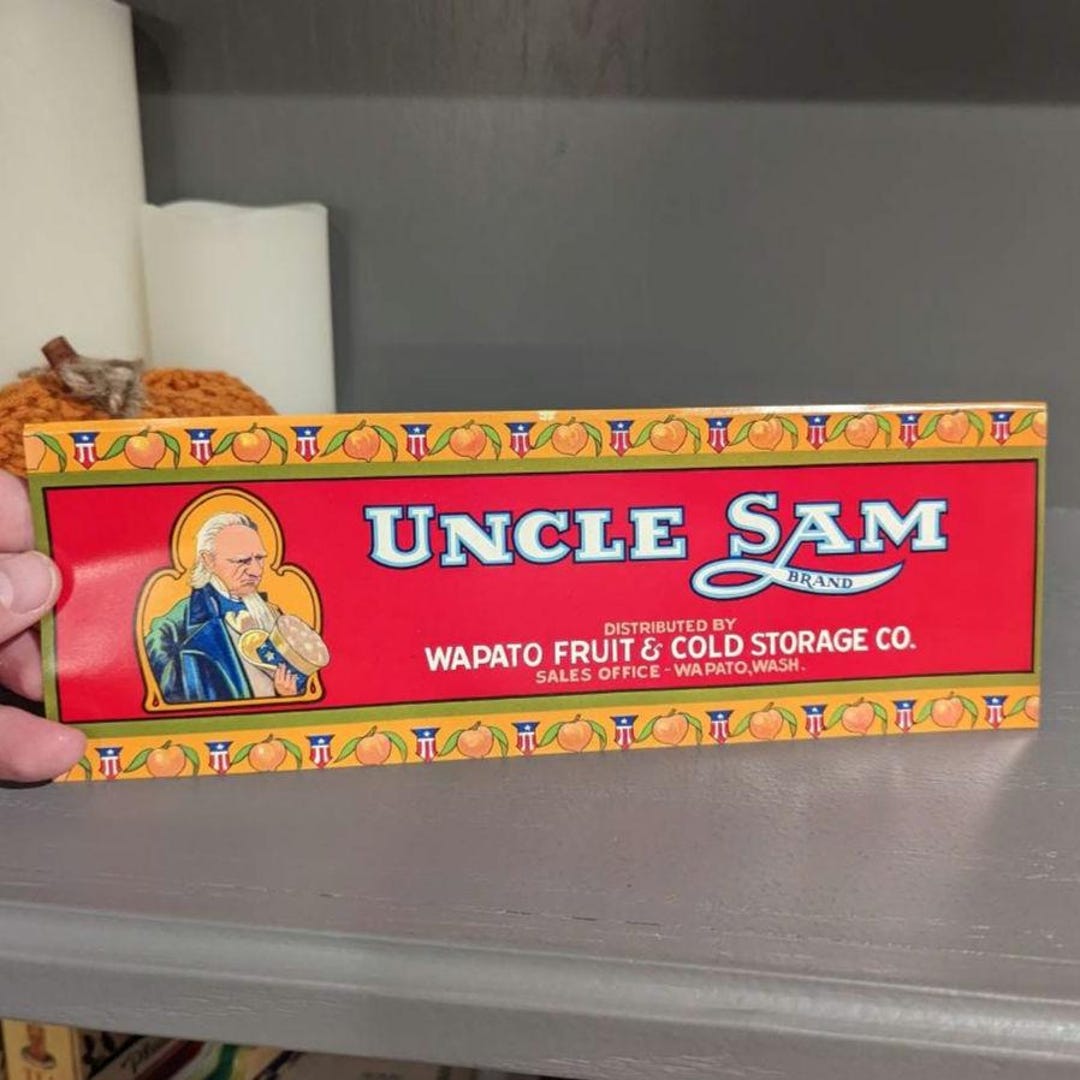 Original 1940's Uncle Sam Crate Label - Old & Original - Wapato Fruit ...