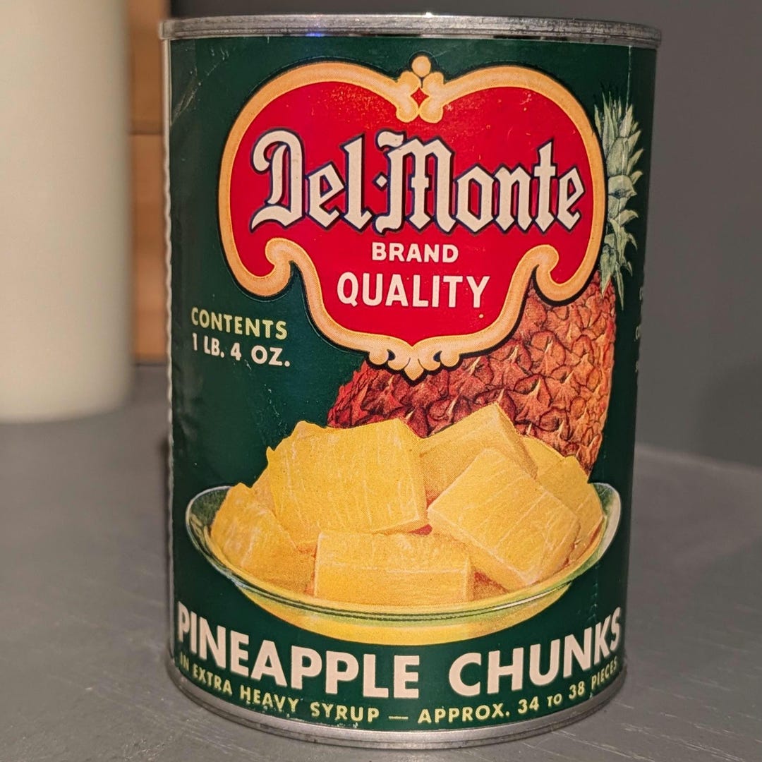 1940's Del Monte Hawaiian Pineapple Chunks Can Label on Can, San ...