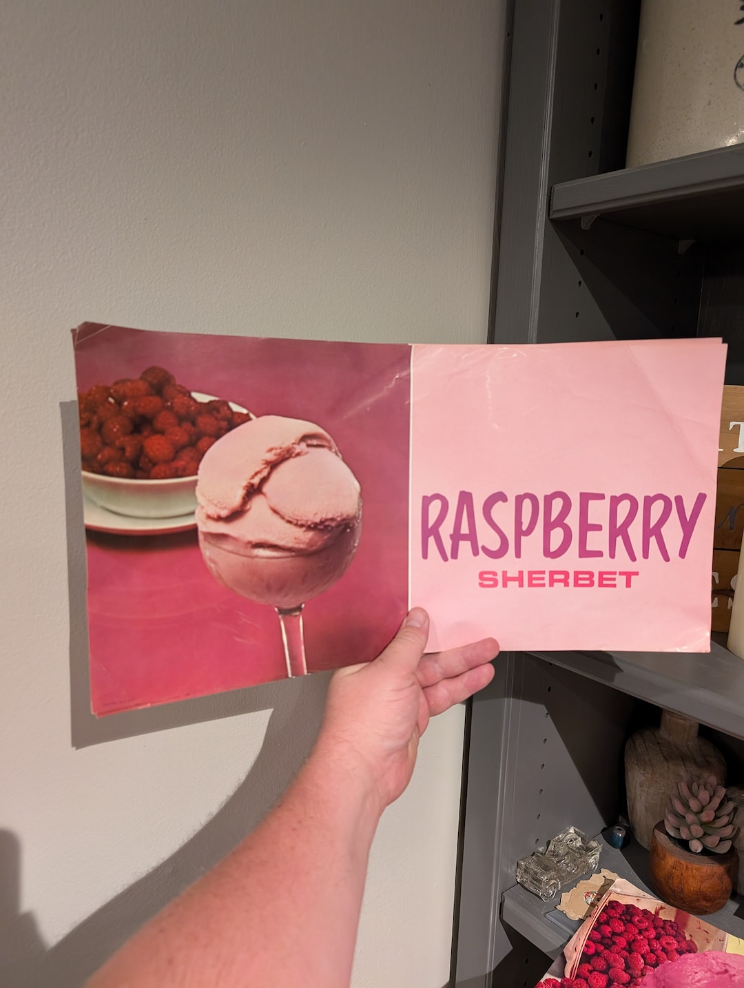 1960s Raspberry Sherbet Ice Cream Poster Sign Poster Original Vintage ...