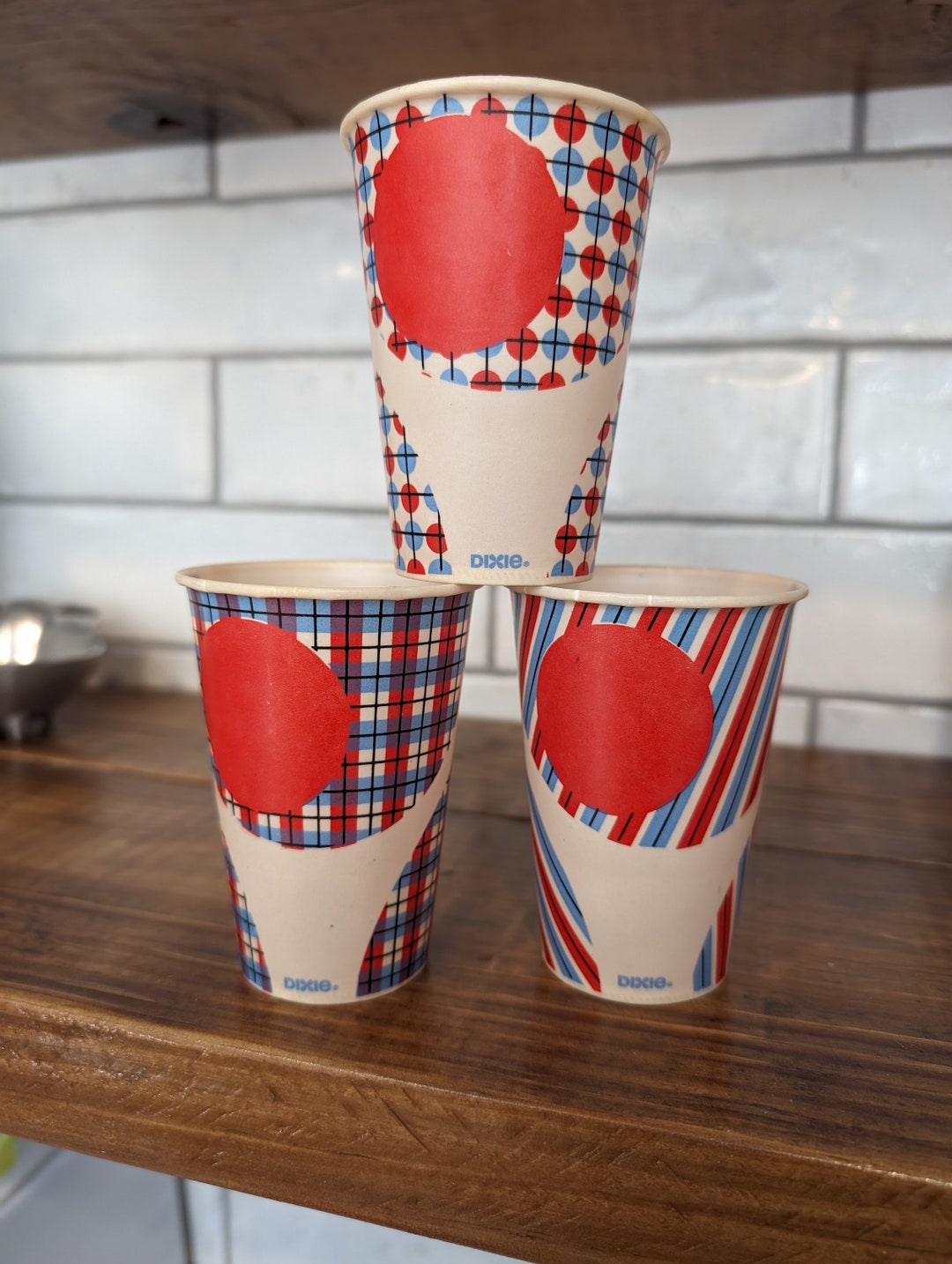 1960s Red White Blue Waxed Drink Cup - Old Dixie Cups - Original Dated ...