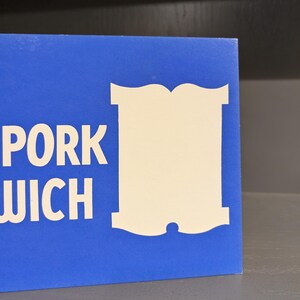 1960s Roast Pork Sandwich Cardboard Price Sign - Vintage Restaurant ...