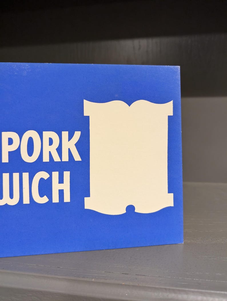 1960s Roast Pork Sandwich Cardboard Price Sign - Vintage Restaurant ...