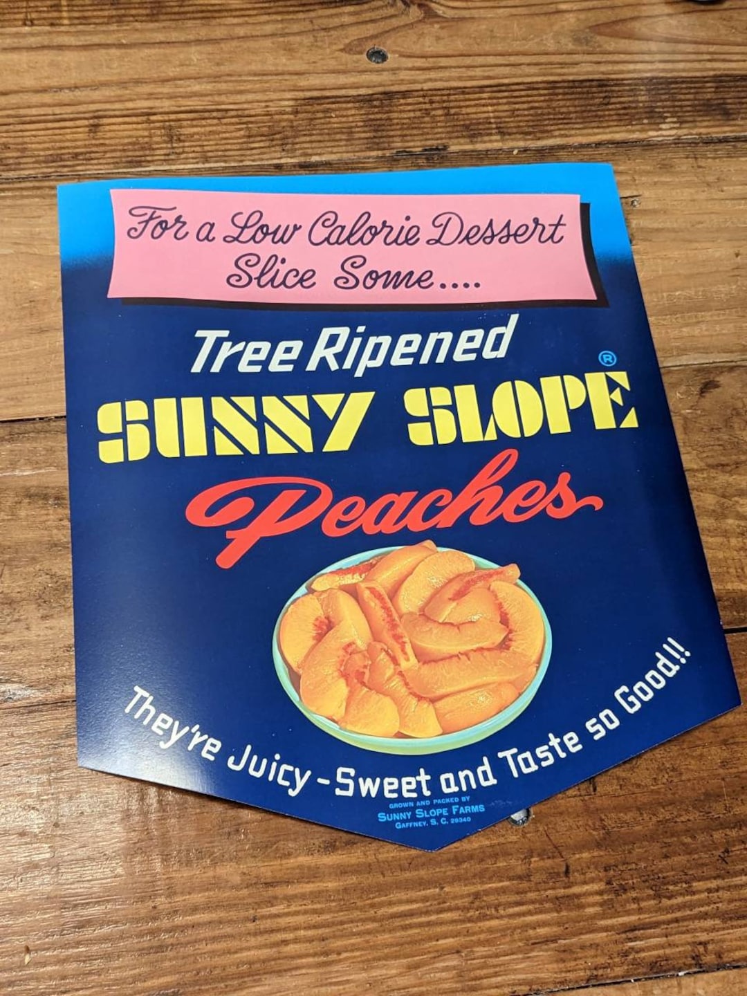 1960's Sunny Slope Peaches Fruit Sign - Old & Original Grocery Sign - Etsy