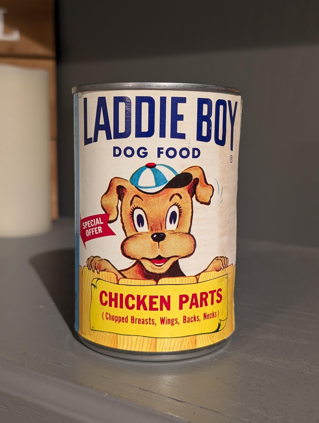 1950s Laddie Boy Dog Food Chicken Parts Can Label on Can Long Island ...