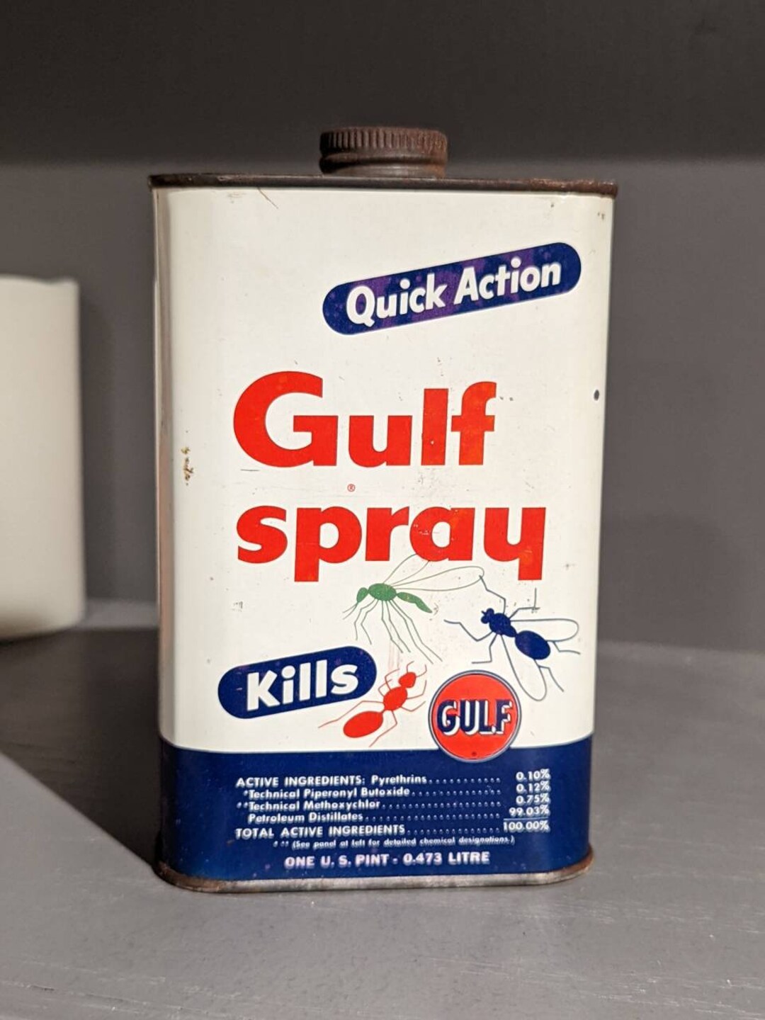 1950's Gulf Spray Insecticide Metal Oil Can Metal Old & Original Gulf ...