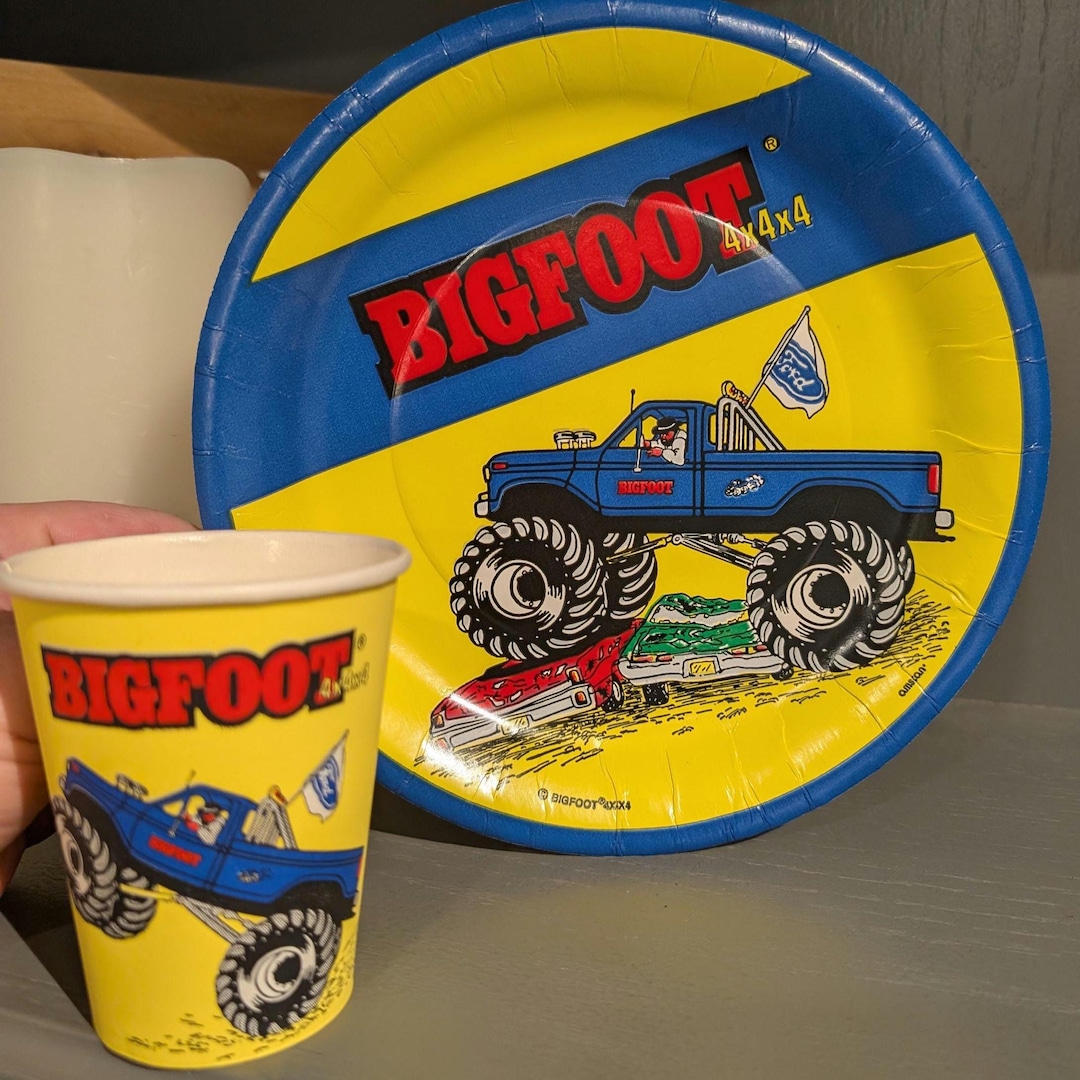 NOS 1980s Bigfoot Monster Truck Happy Birthday Plate Themed Birthday ...