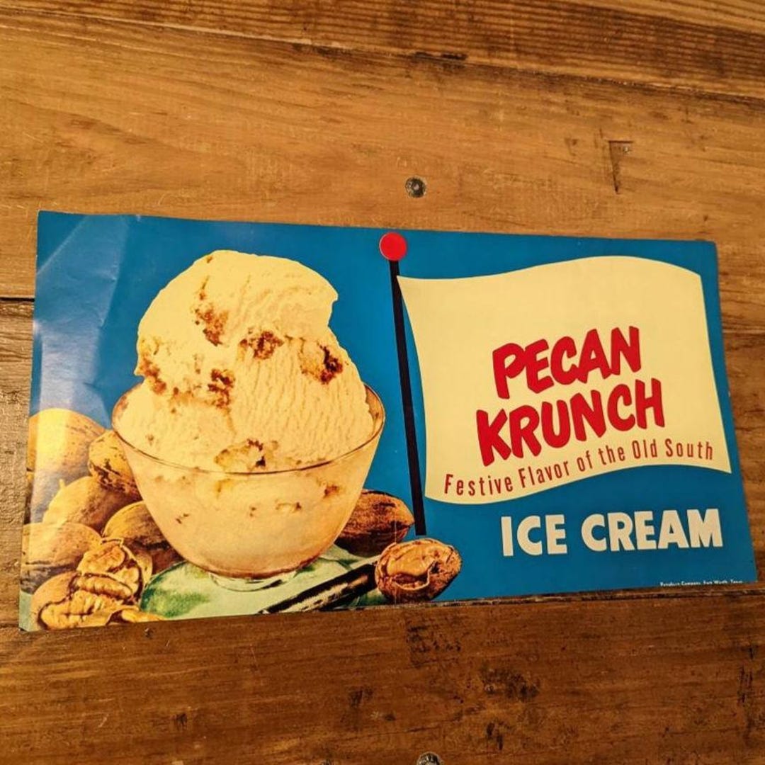 Original 1960's Pecan Krunch Ice Cream Soda Fountain Sign- Old ...