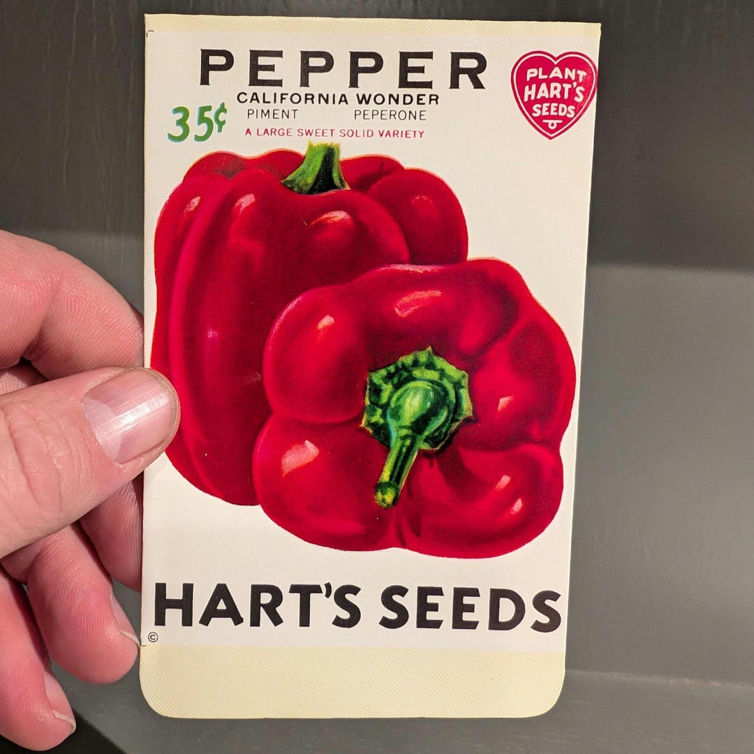 1980s Old & Original Red Bell Pepper Seed Packets - Hart Seed Company ...