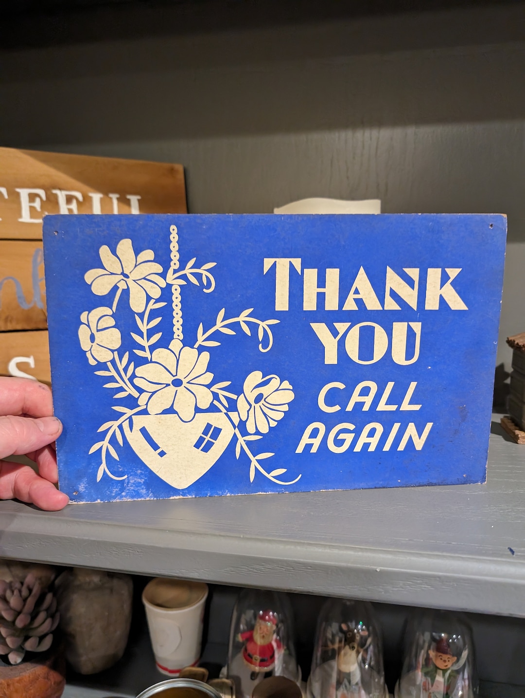 Original 1950s Thank You Call Again Store Sign Cardboard Sign Vintage ...