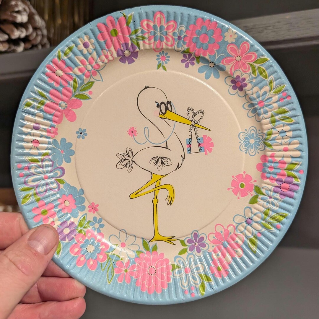 NOS 1950's Storck Baby Shower Vintage Paper Plates - Old & Original ...
