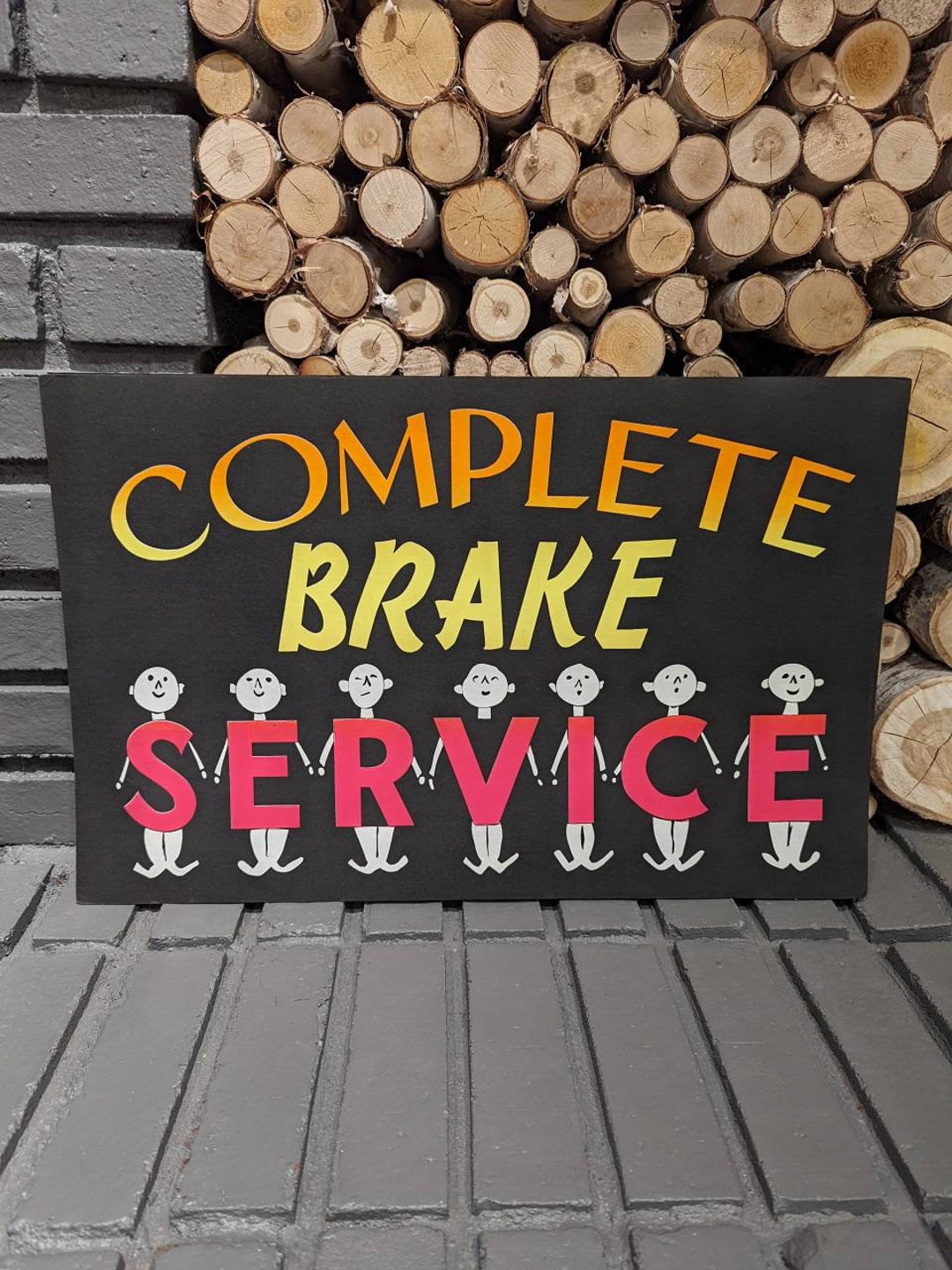 Original! 1940's Complete Brake Service Gas Station Cardboard Sign ...