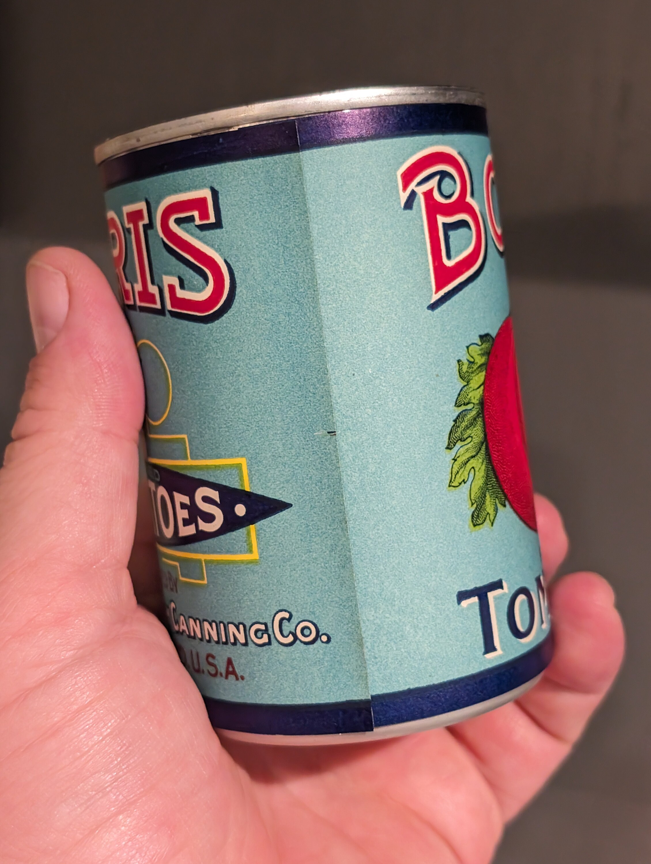 1940's 30s Boris Brand Tomatoes Can Label on Can, Mount Airy Canning ...