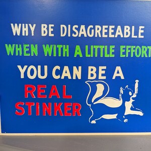 1950's Don't Be a Stinker Cardboard Sign Vintage Diner Restaurant - Old ...