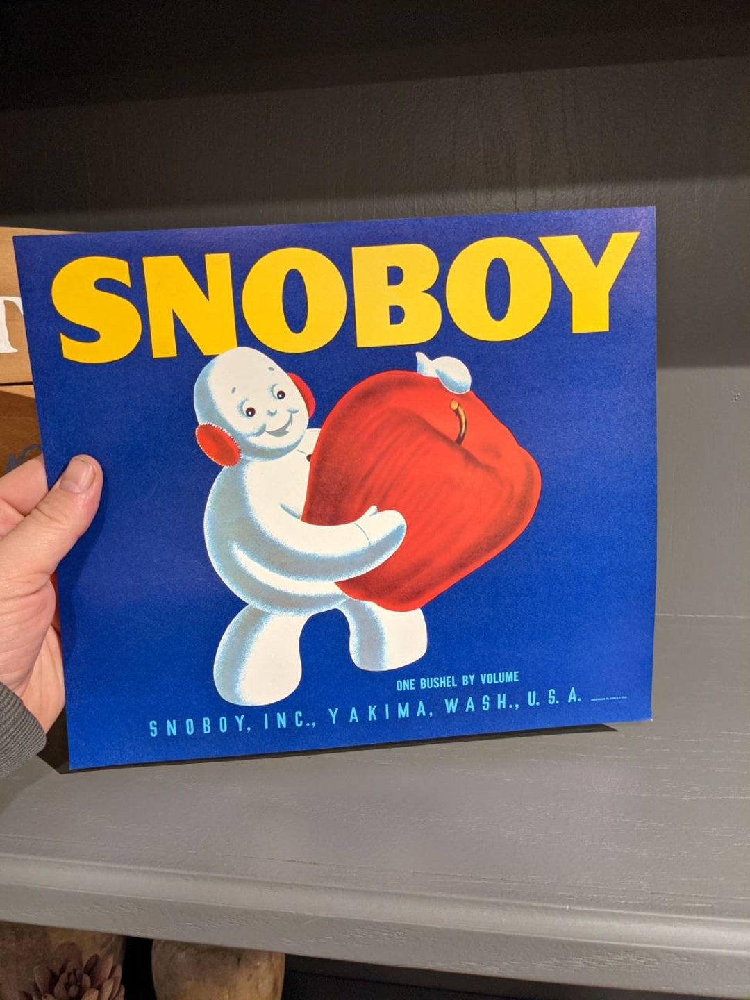 Original 1940's SNOBOY Apple Crate Label - Old & Original - Yakima ...