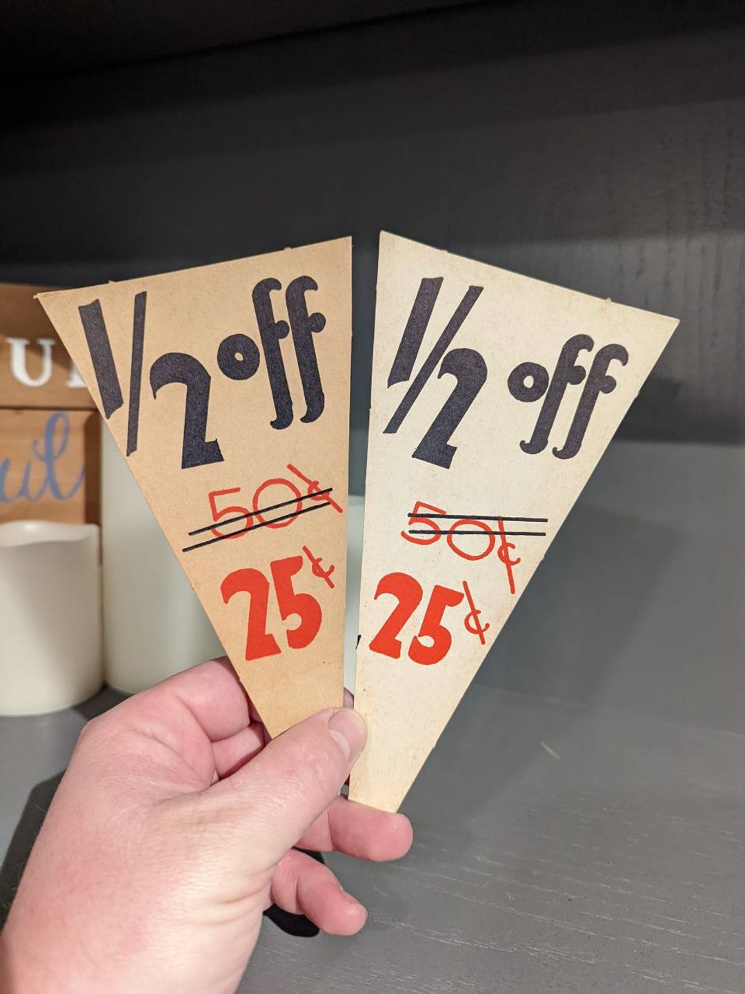 Original 1940's /50's 1/2 off Sale Vintage Price Sign Cents Store Price ...