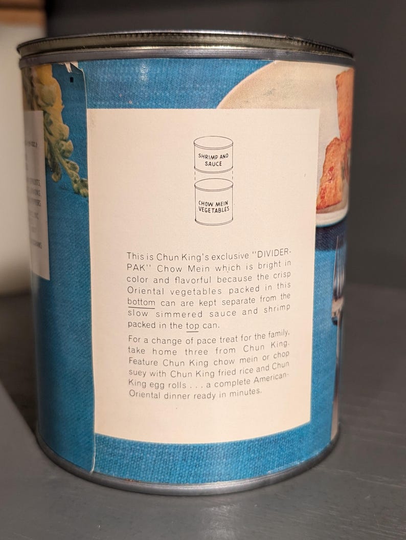 1960's Chun King Shrimp Chow Mein Can Label on Can Original Vintage ...