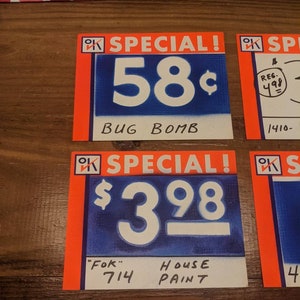 5 1/2 X 7 OK Farewell Hardware Store 1960's Hardware Store Price Sign ...