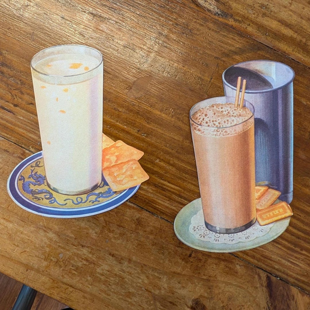 1940s 50s Shake or Malt With Crackers Menu Board Die Cut CHOICE Gummed ...