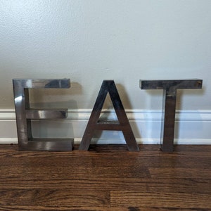 Reclaimed/salvaged Letters EAT Sign Metal Store Sign - Stainless Steel ...