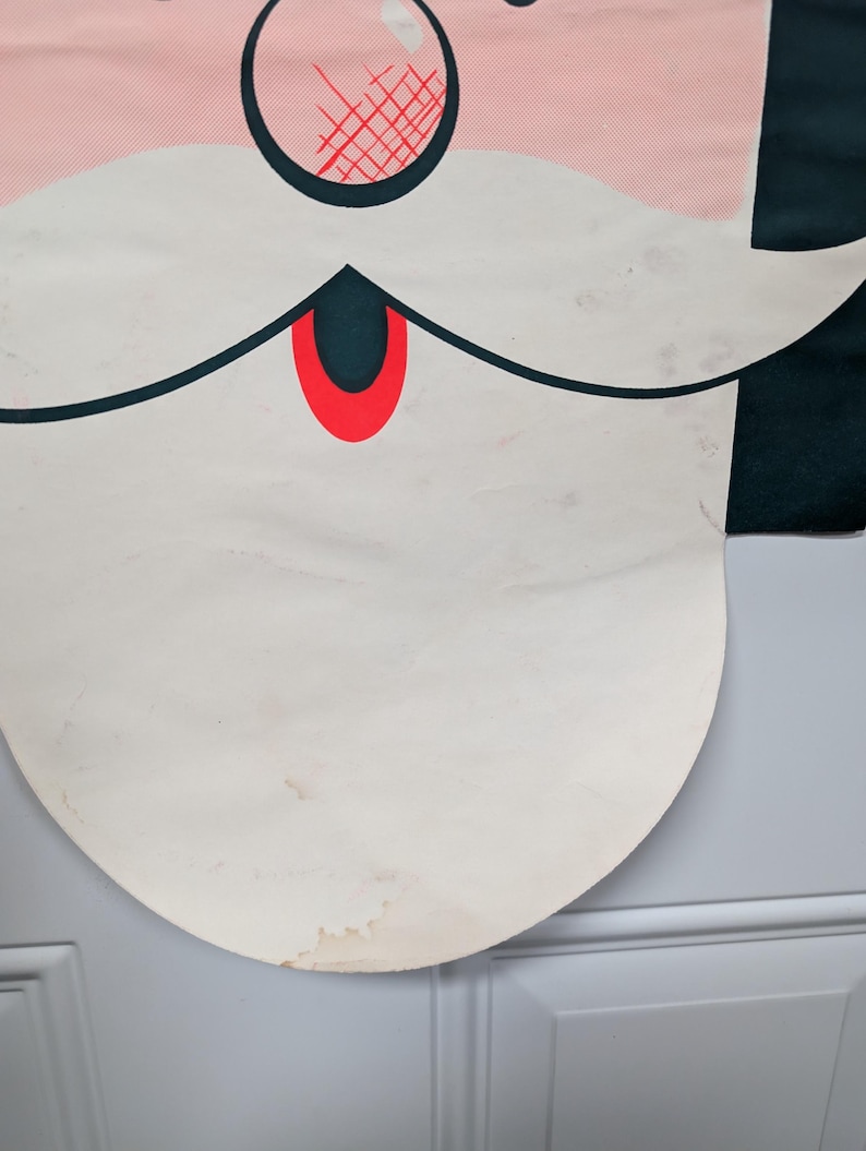 1960s MCM Die Cut Santa Sign Merry Christmas Single Sided Poster ...