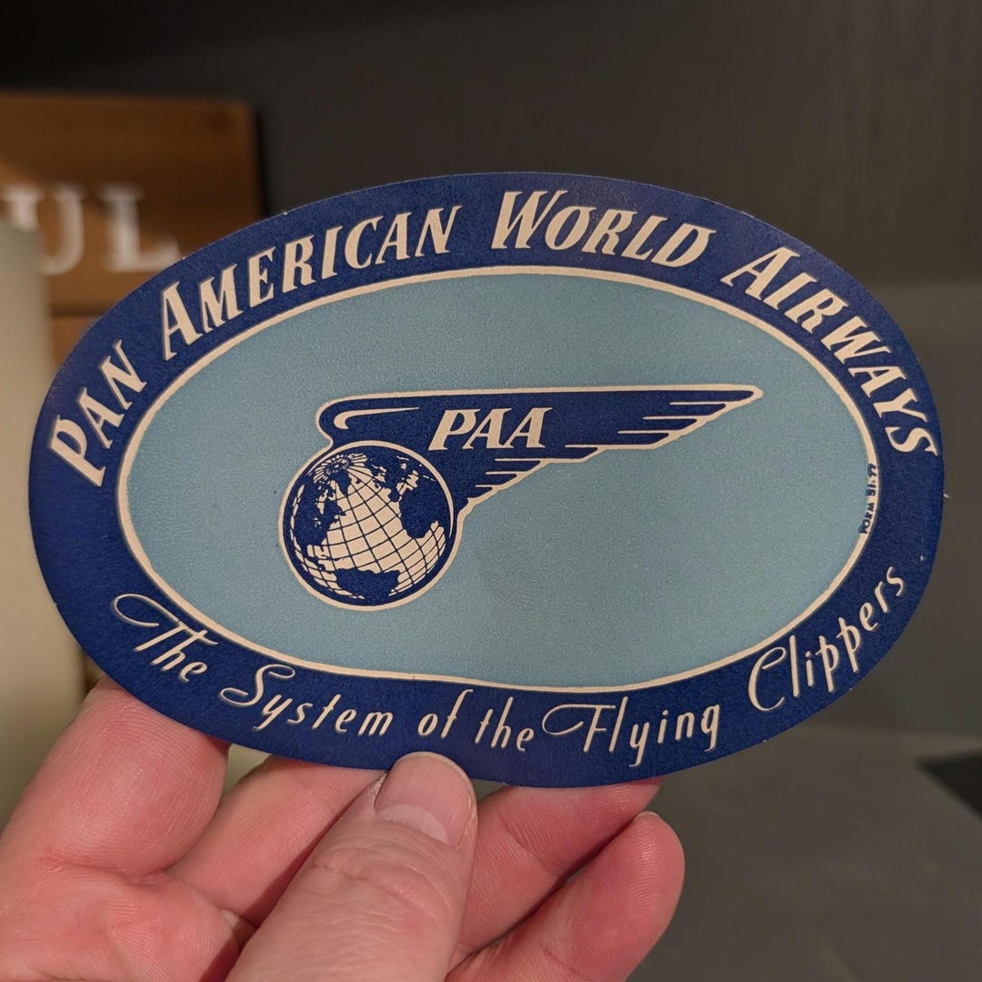 1950's PAA Pan American Airways System Label - Old & Original - Vintage ...