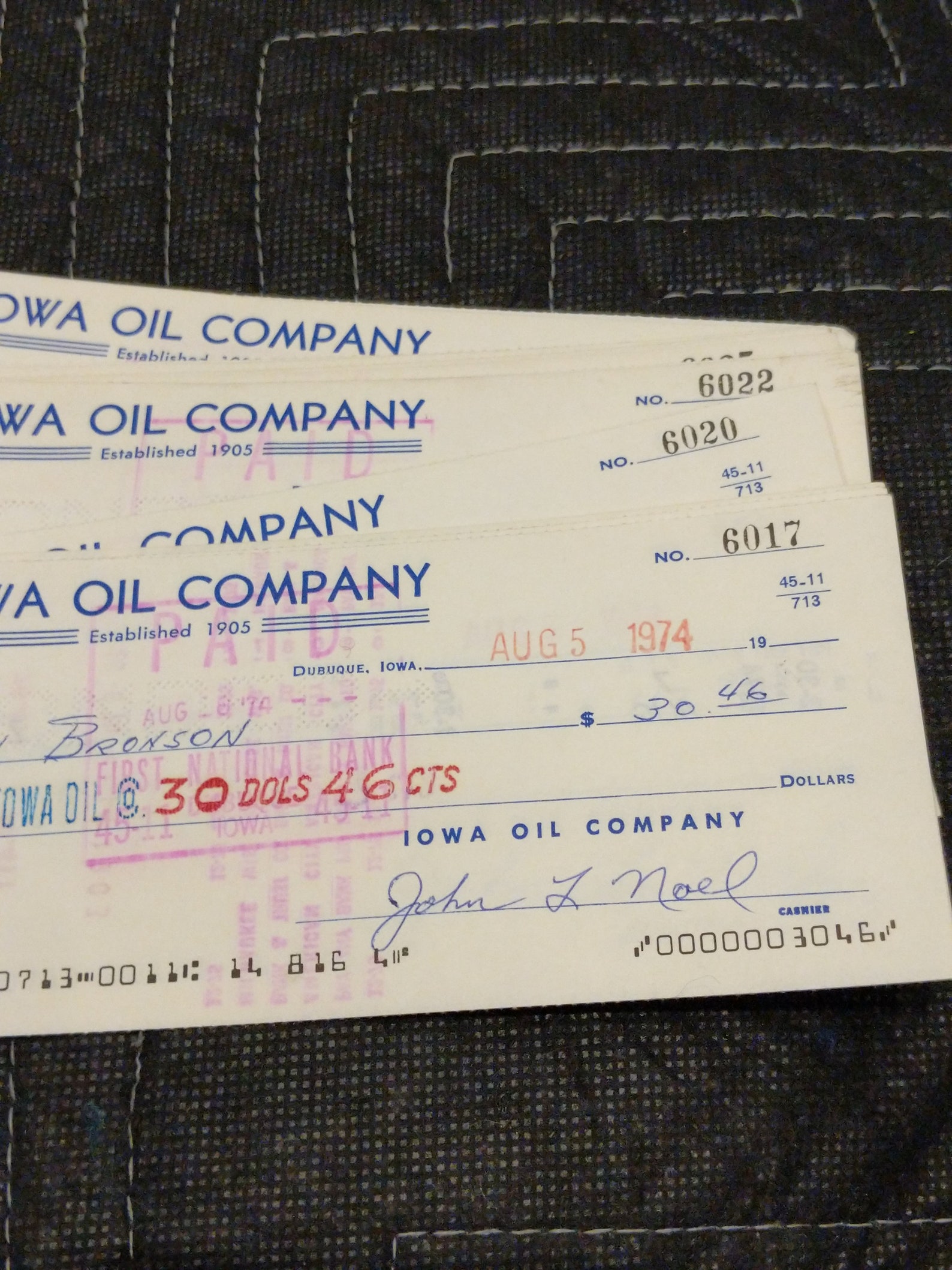 Lot of 10 1970's Iowa Oil Company Checks, Dubuque, Iowa - Old ...